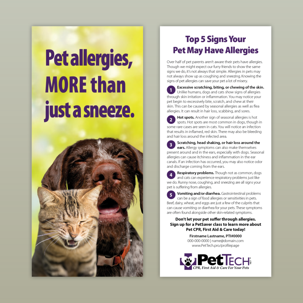 Allergy Awareness Rack Cards - Pet Tech Marketing