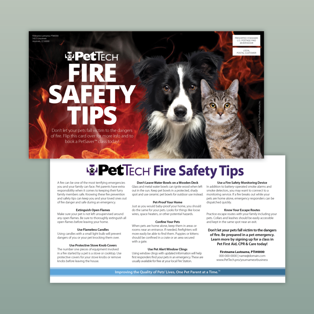Fire Safety Tips Postcards - Pet Tech Marketing