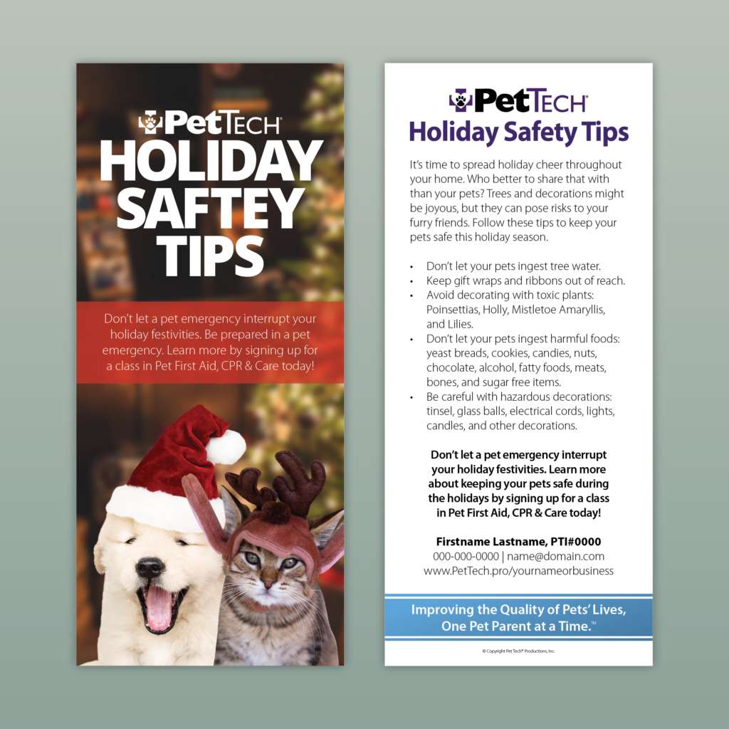 Holiday Safety Tips Rack Cards - Pet Tech Marketing